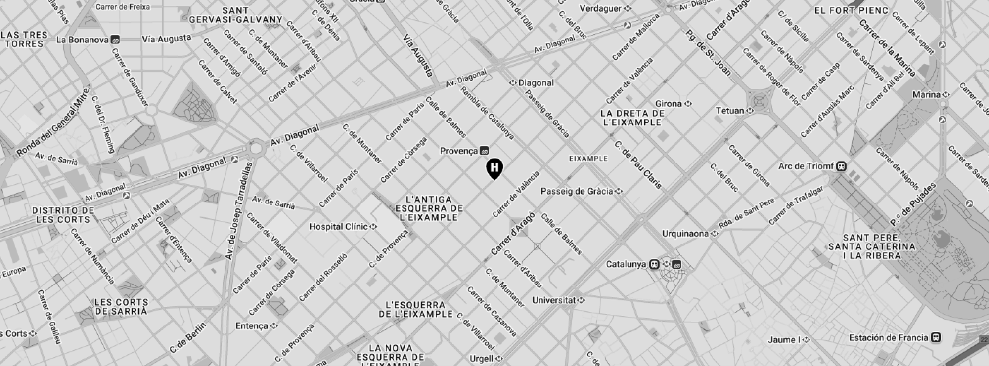 Ubicación y datos de contacto del Hotel Balmes 4* en Barcelona